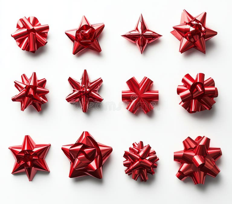 A Realistic Set of Red Bows Featuring Single, Double, and Multiple ...