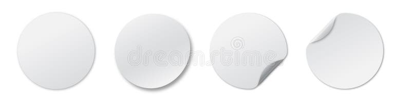 Realistic Set of Round Sticky Stickers with Curved Edges and a ...