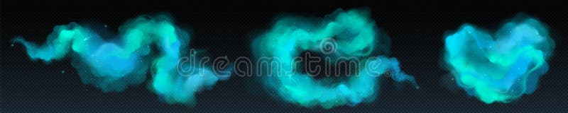Realistic Set of Turquoise Smoke Clouds Stock Vector - Illustration of ...