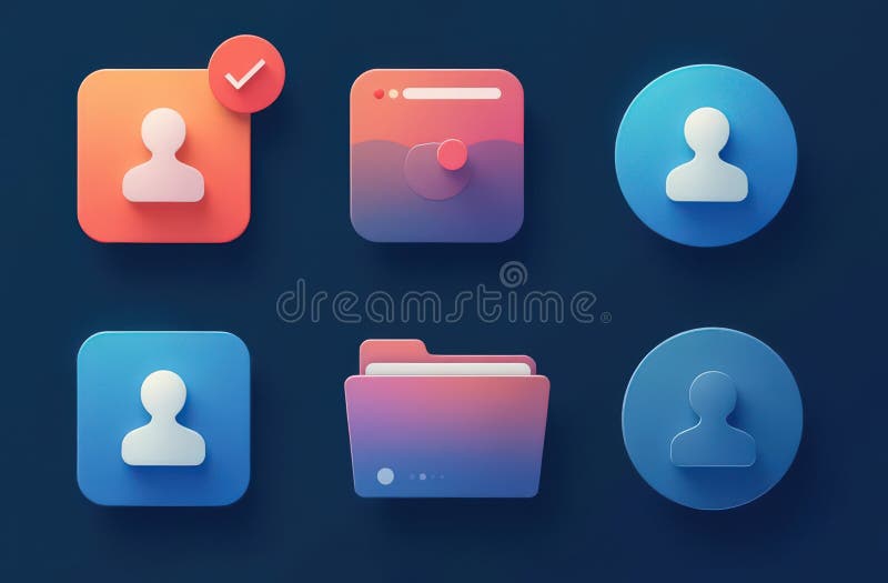 Realistic Set of User Interface Icons for Website or Mobile App Stock ...