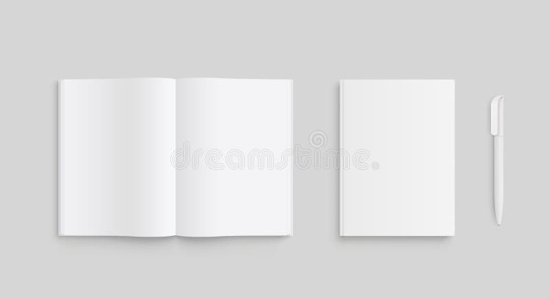 Realistic Set of White Paper or Laptop and Pen. Front View Stock ...