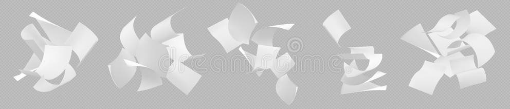 Realistic Set of White Paper Sheets Falling Down Stock Illustration ...
