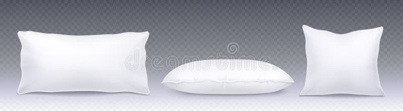 Realistic Set of White Pillows Top and Side View Stock Vector ...