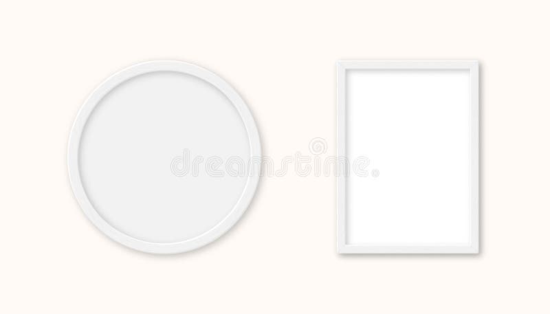 Realistic Set White Wood Picture Frame Isolated on White Background ...