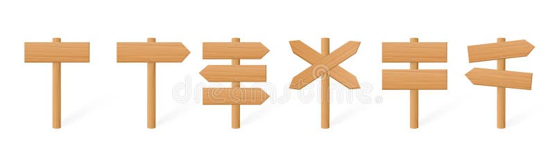 Realistic Set of Wooden Sign Posts. Vector Illustration of Blank ...