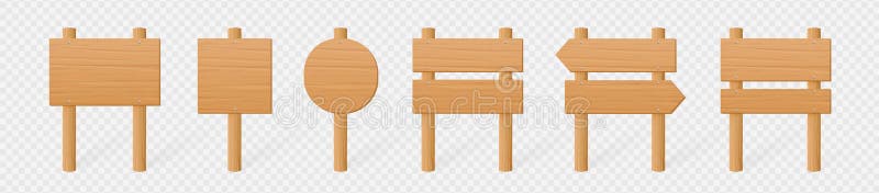 Realistic Set of Wooden Sign Posts. Vector Illustration of Blank Square ...