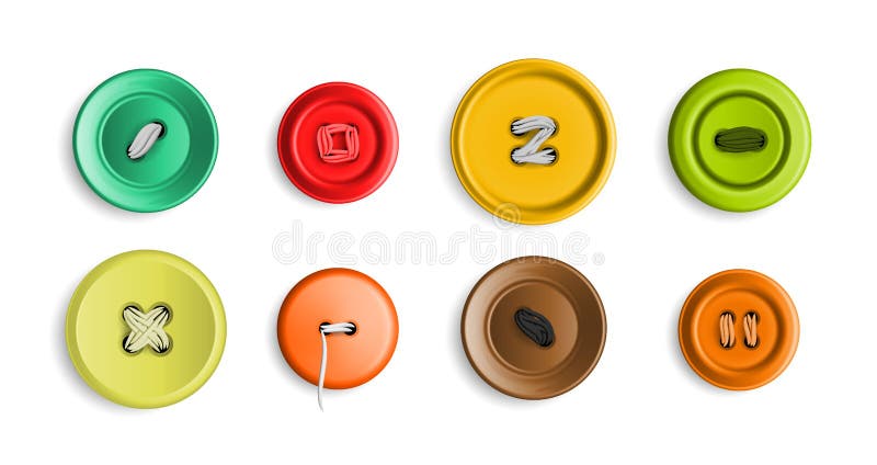Realistic Sewing Clothing Buttons Icon Set Stock Vector - Illustration ...