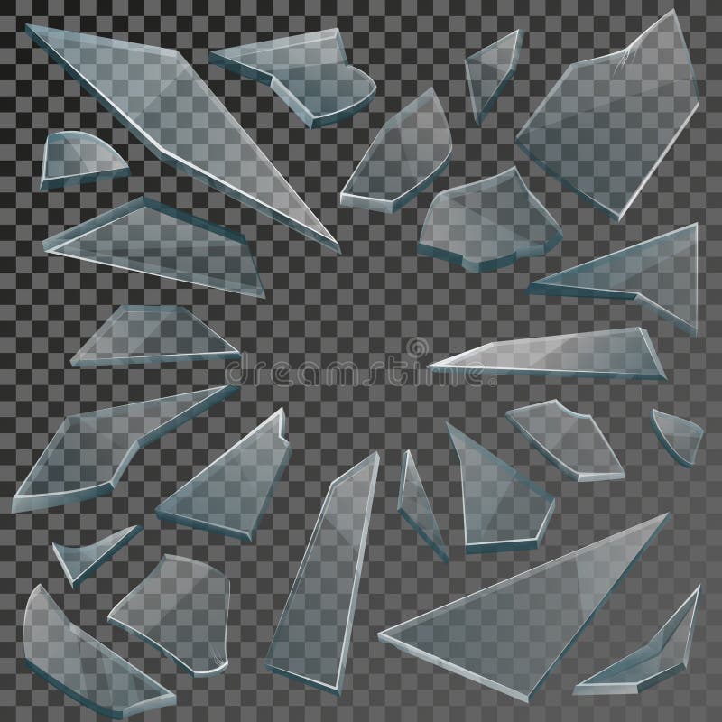 Realistic Shards of Broken Glass with Transparency Stock Vector ...