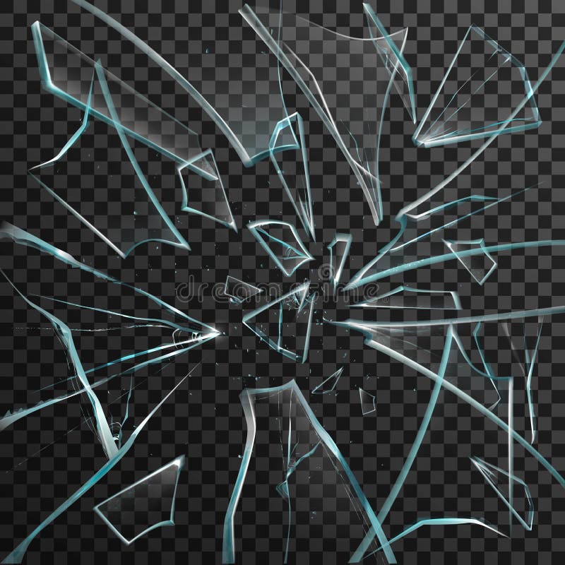 Realistic Shards of Transparent Broken Glass on Abstract Transparent ...