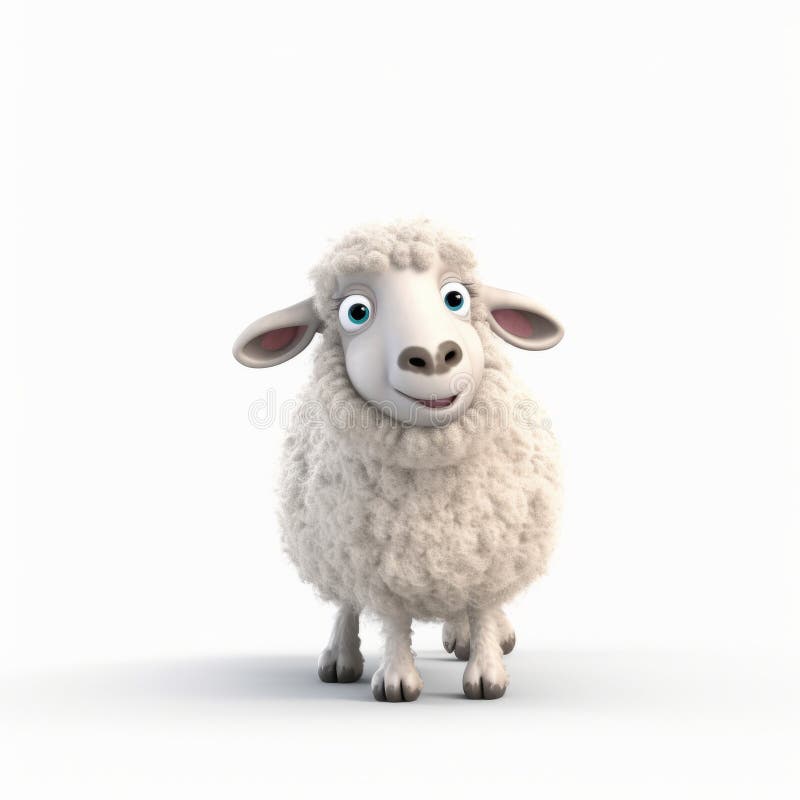 Realistic Sheep in Pixar Style on White Background in 8k Uhd Stock ...