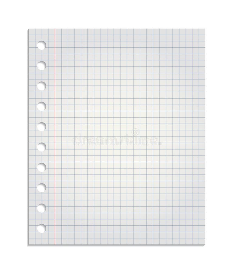 Realistic Sheet of Squared Paper from a Exercise Book, Paper Torn from ...