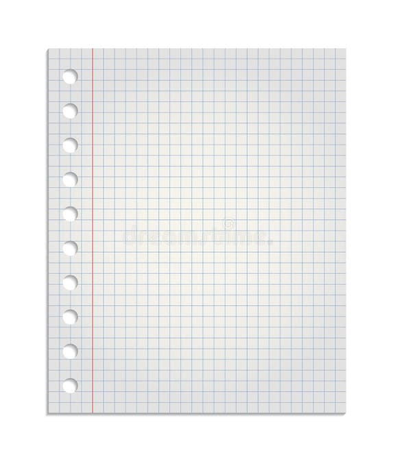 Realistic Sheet of Squared Paper from a Exercise Book, Paper Torn from ...
