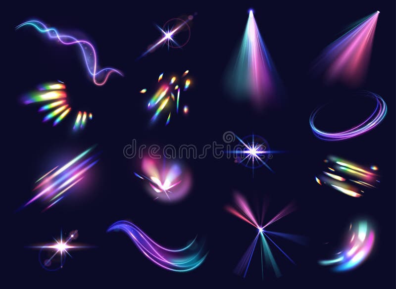 Realistic Shiny Abstract Light Effects Collection Stock Illustration ...