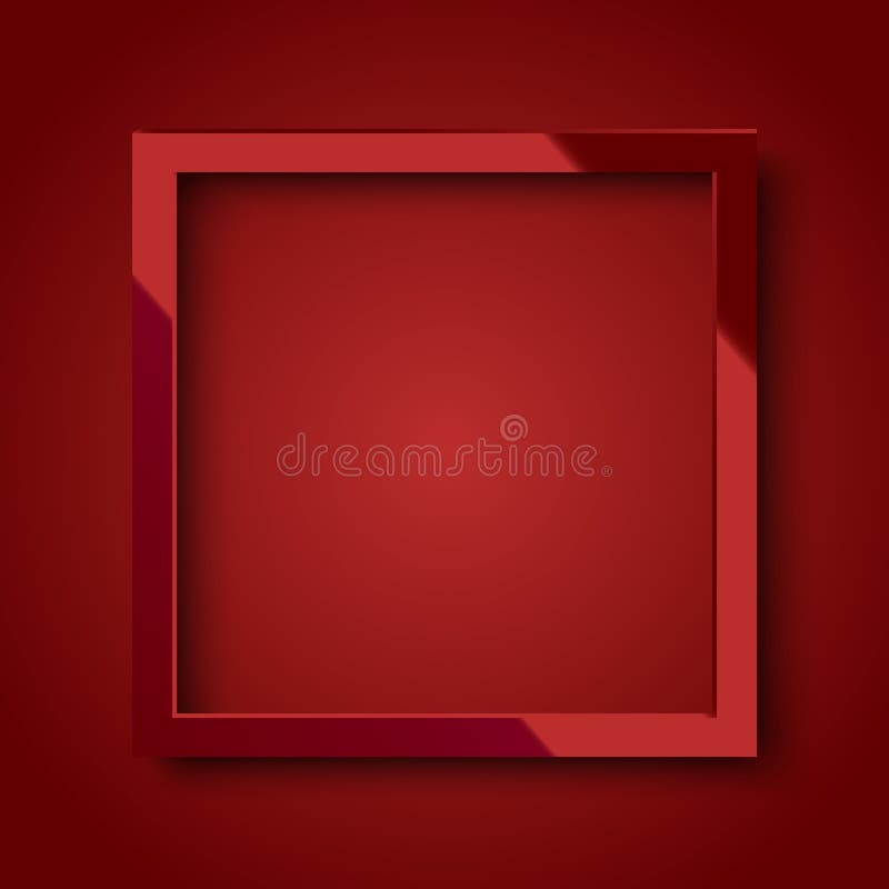 Realistic Shiny Red Square Frame on Red Background. Vector Stock ...