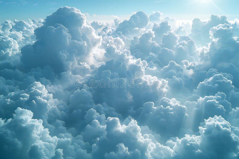 Realistic Shot of Light Blue Sky with White Clouds, Aerial View of ...