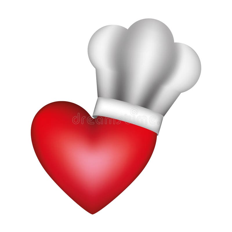 Realistic Silhouette of Chefs Hat with Heart Stock Vector ...