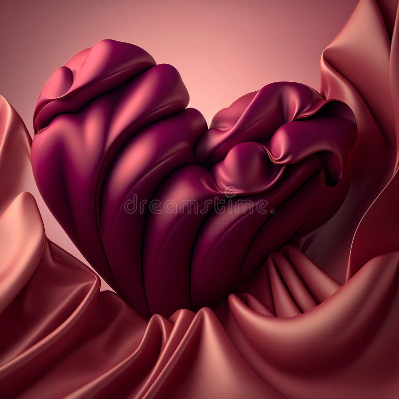 Realistic Silk Forming Heart Shape on Cloth Background. 3D Stock ...