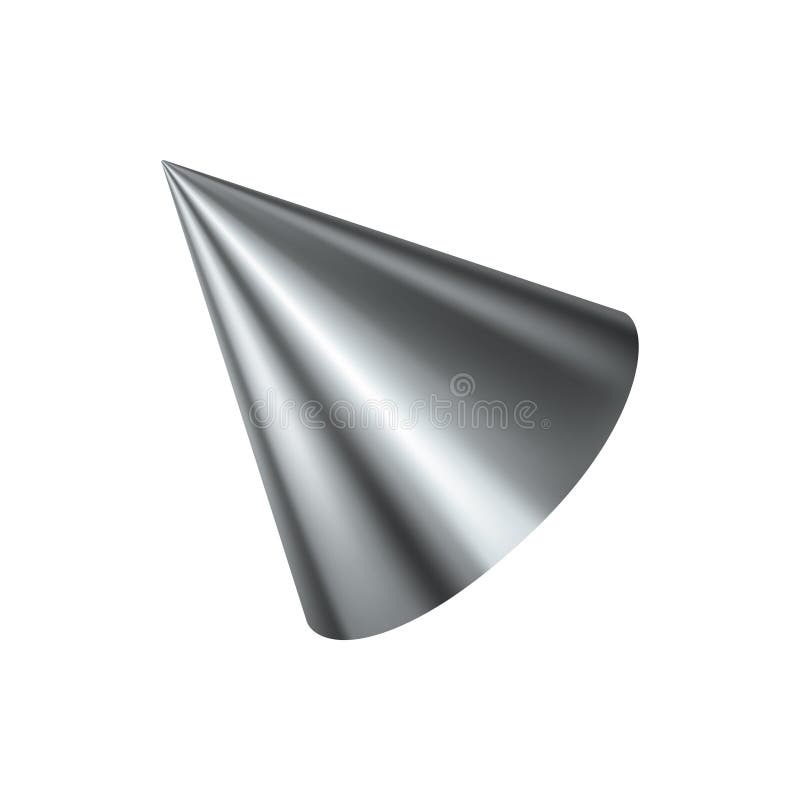 Silver Cone in 3D Style Isolated on White Background. Vector ...
