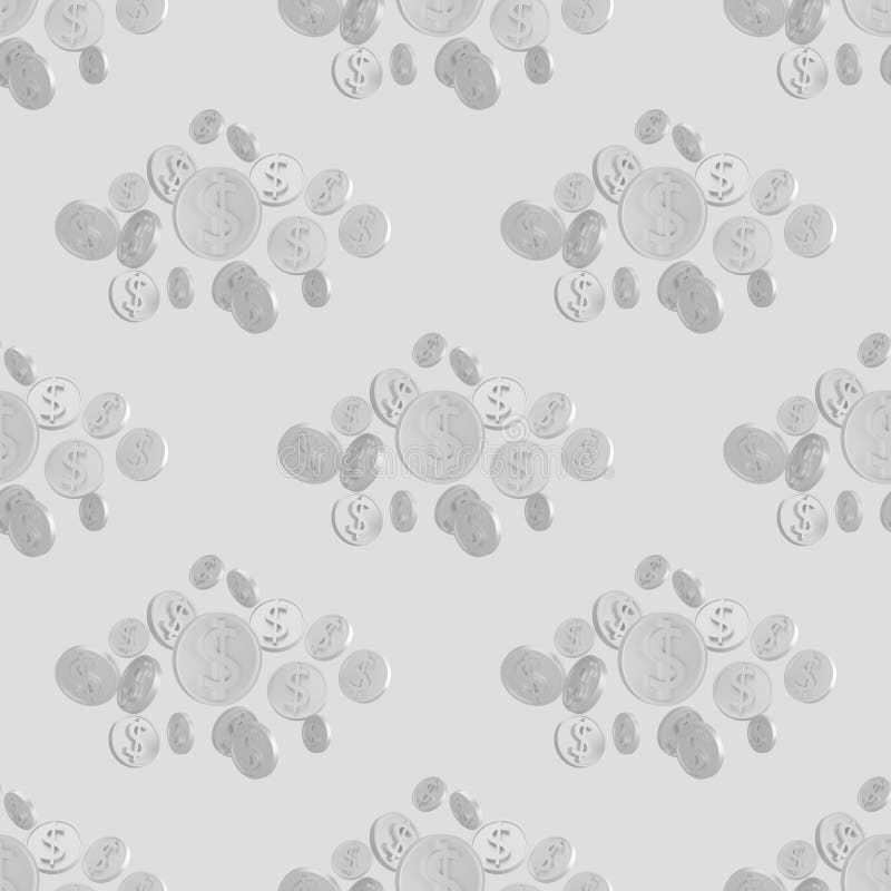 Realistic Silver 3d Coins with Dollar Sign Seamless Pattern. Seamless ...