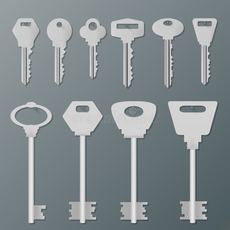 Realistic Silver Keys on Wall Stock Vector - Illustration of privacy ...