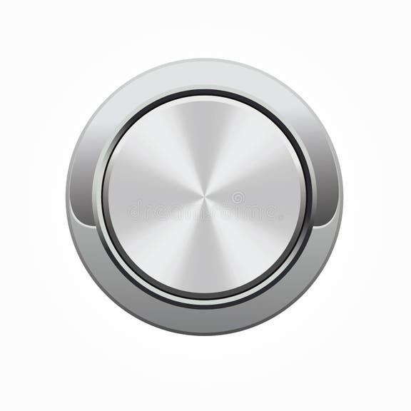 Realistic Silver Cirlce Button with Frame Stock Illustration ...