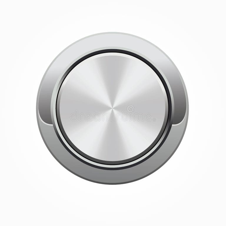 Realistic Silver Cirlce Button with Frame Stock Illustration ...