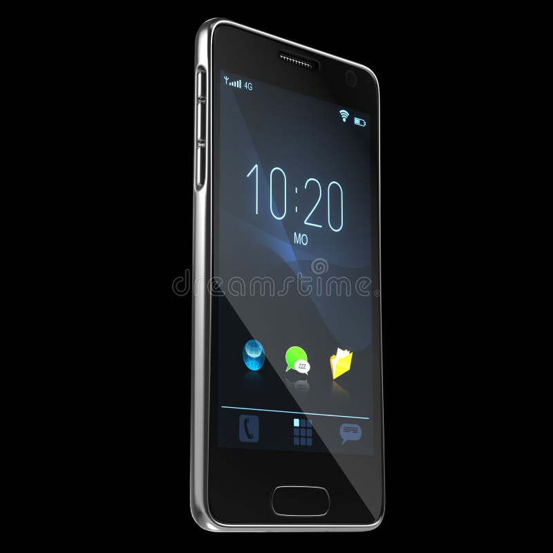 Realistic Silver Smartphone or Mobile Phone Template. 3D Rendering ...