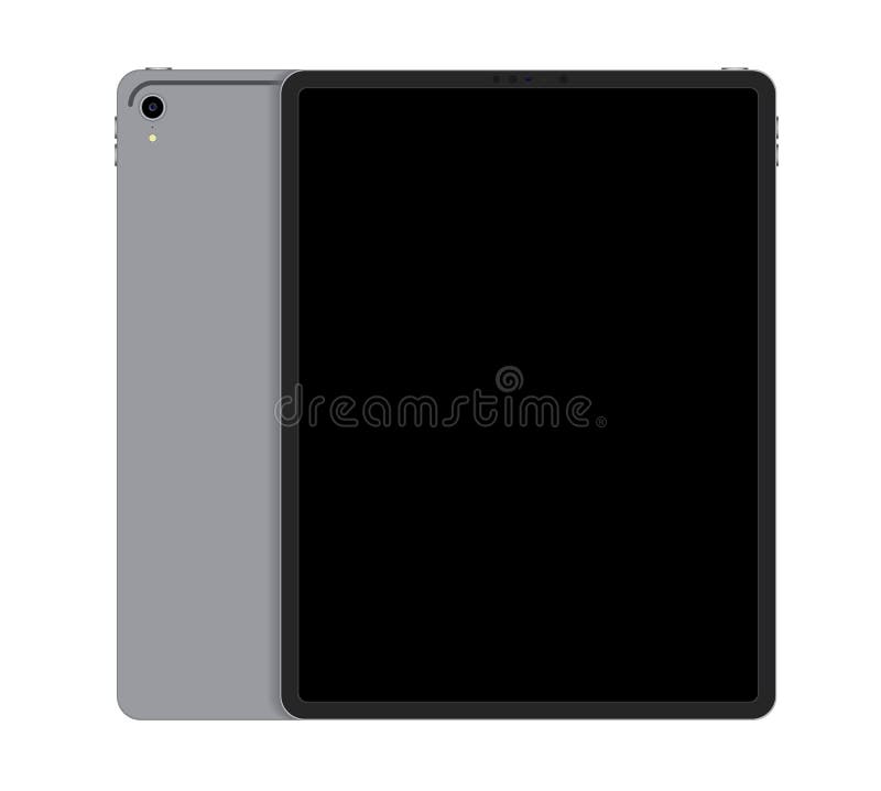 Realistic Silver Tablet Front and Back Display View Stock Vector ...