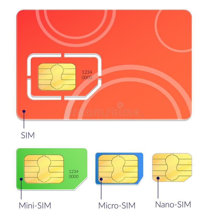 Realistic Sim Cards Icon Set Stock Vector - Illustration of emblem ...
