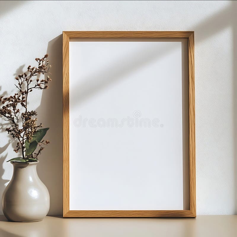 Realistic Simple Thin Wooden A4 Frame No Background Stock Illustration ...
