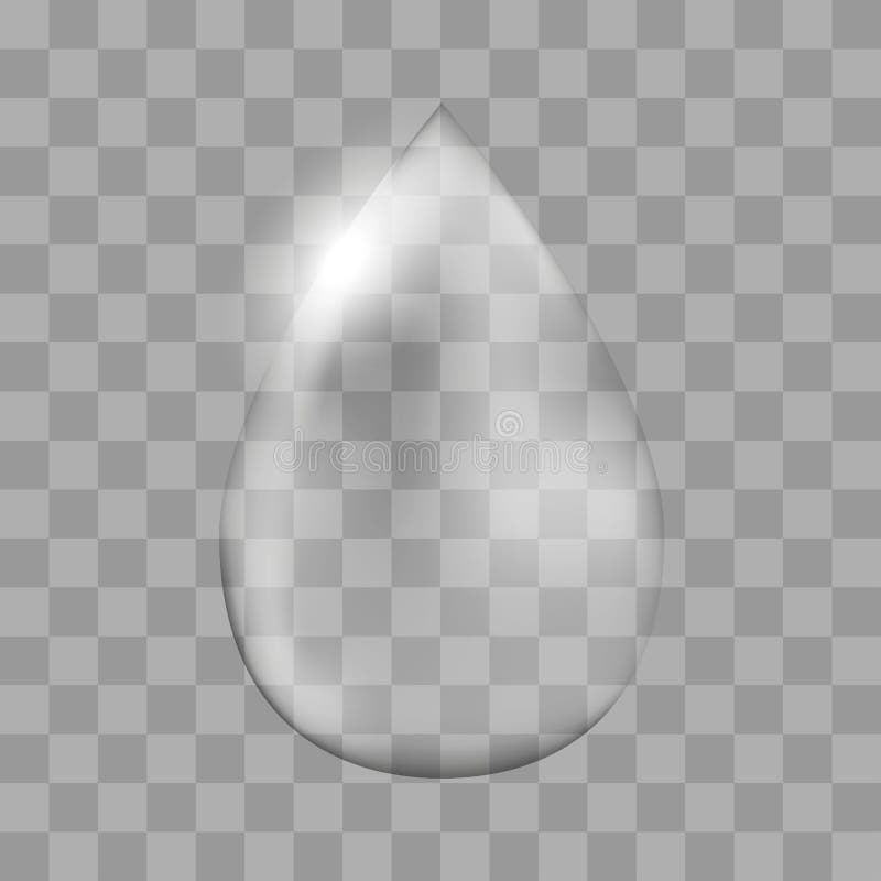 Realistic Single Water Drop Isolated on White Vector Illustration ...