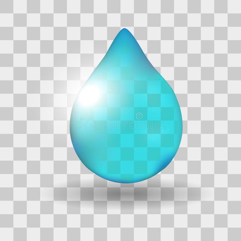Realistic Single Water Drop Isolated on White Vector Illustration ...