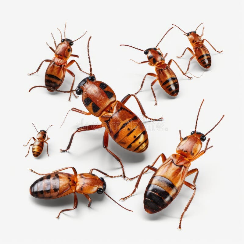 Realistic Six Ants on White Background with Explosive Pigmentation ...