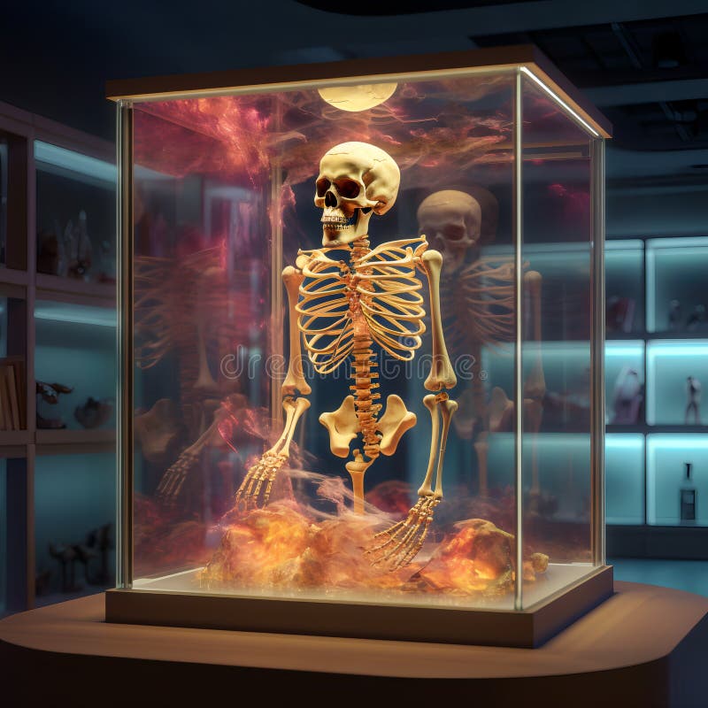 Human Skeleton on Display in the Museum. Generative AI Stock ...