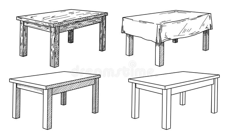 Realistic Sketch of the Table in Perspective. Vector Stock Illustration ...