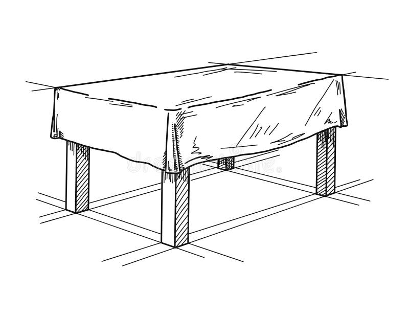 Realistic Sketch of the Table in Perspective. Vector Stock Illustration ...