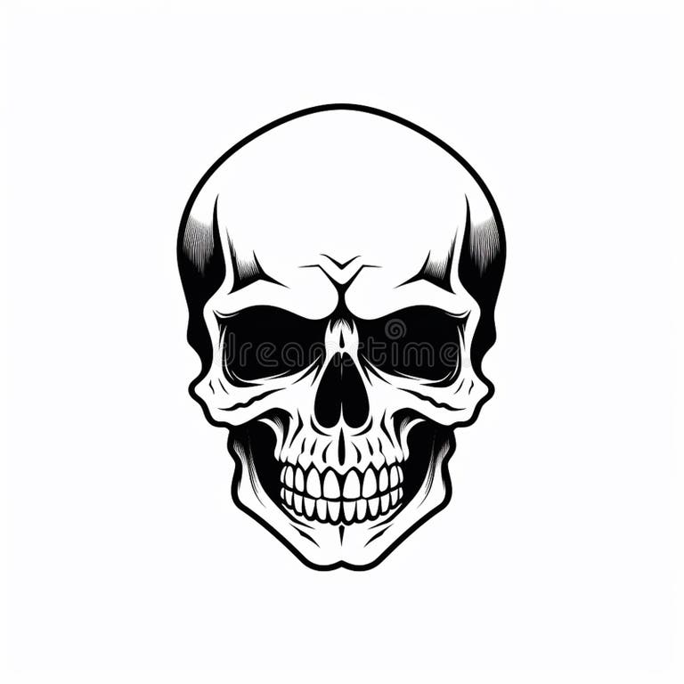 Realistic Skull with Shadow Stock Illustration - Illustration of ...