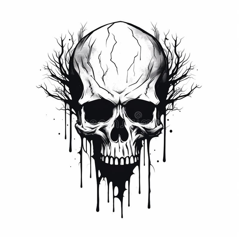 Realistic Skull with Shadow Stock Illustration - Illustration of death ...