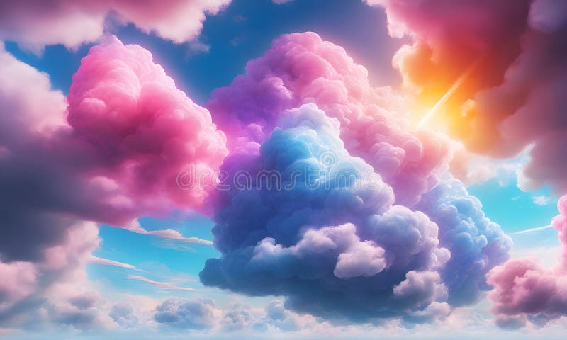 Realistic Sky with Clouds, Beautiful Heaven Nature Background Design ...