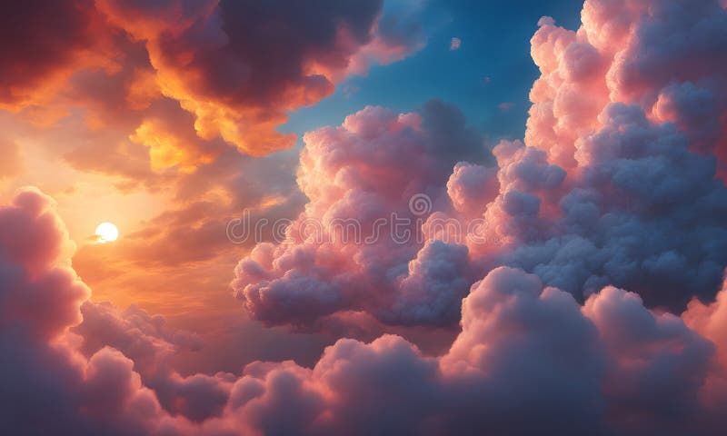 Realistic Sky with Clouds, Beautiful Heaven Nature Background Design ...