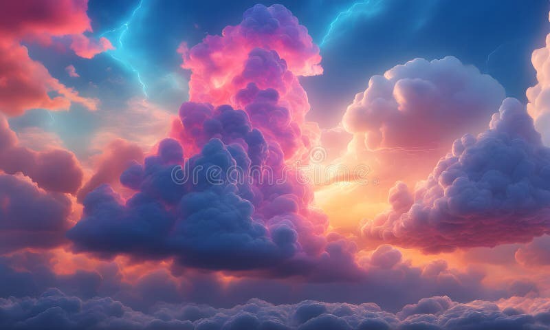 Realistic Sky with Clouds, Beautiful Heaven Nature Background Design ...
