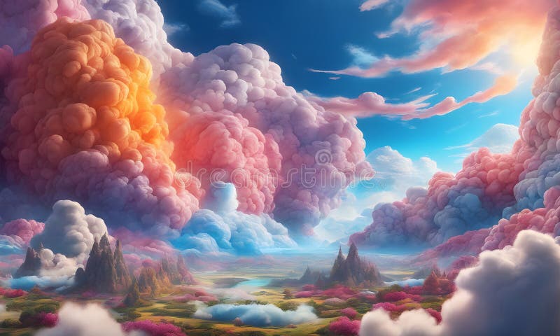 Realistic Sky with Clouds, Beautiful Heaven Nature Background Design ...