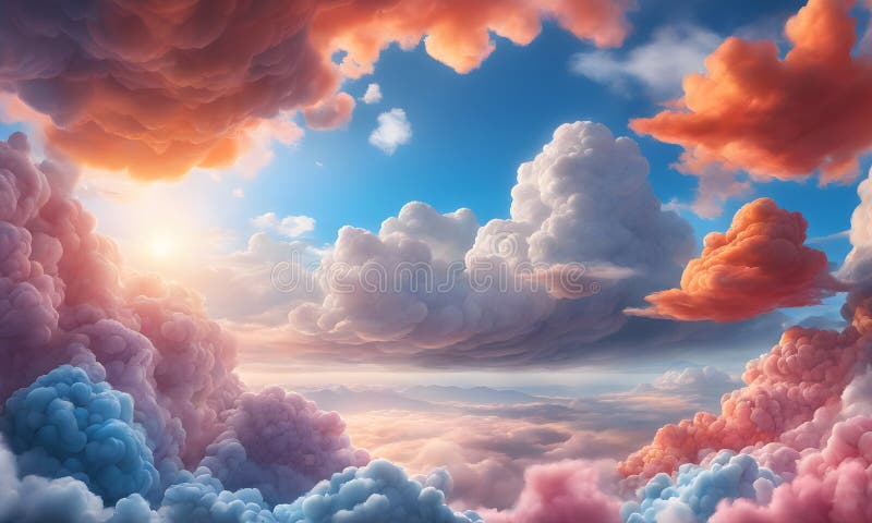 Realistic Sky with Clouds, Beautiful Heaven Nature Background Design ...