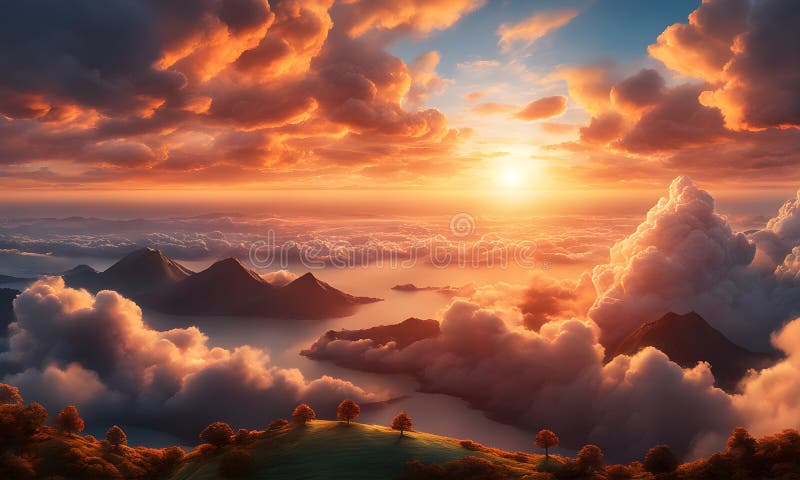 Realistic Sky with Clouds, Beautiful Heaven Nature Background Design ...
