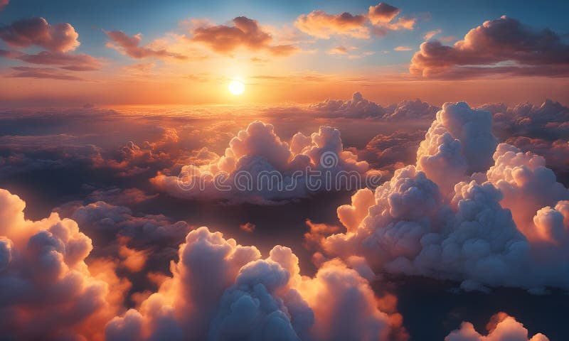 Realistic Sky with Clouds, Beautiful Heaven Nature Background Design ...