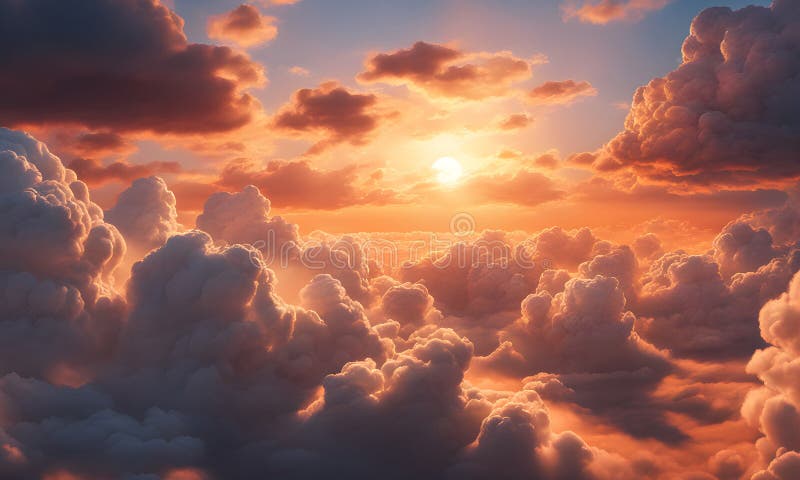 Realistic Sky with Clouds, Beautiful Heaven Nature Background Design ...