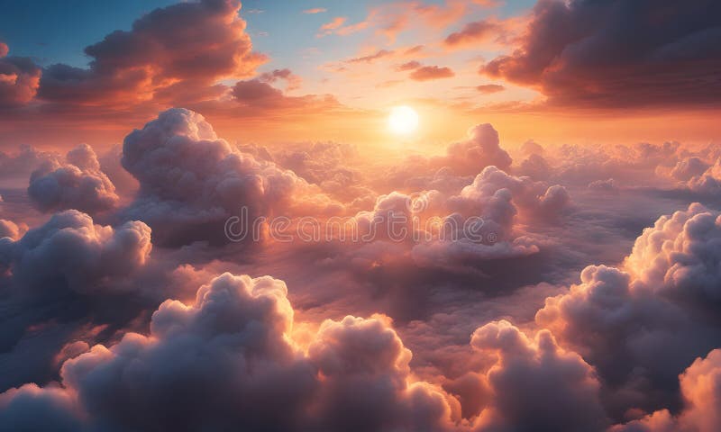 Realistic Sky with Clouds, Beautiful Heaven Nature Background Design ...