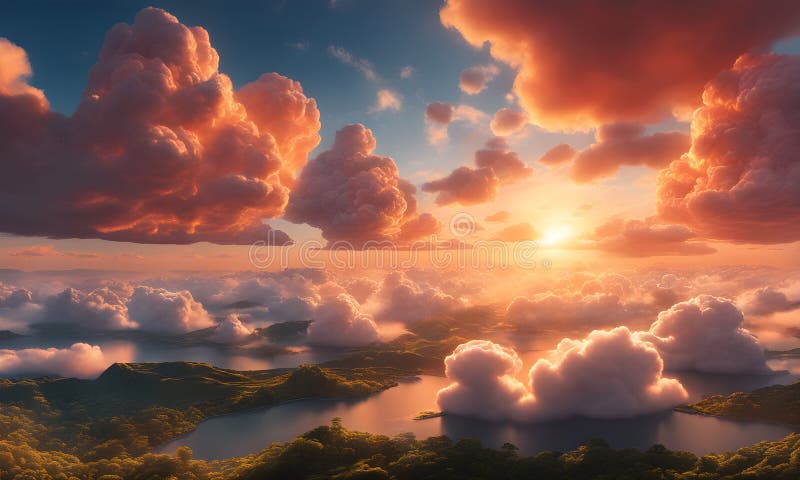 Realistic Sky with Clouds, Beautiful Heaven Nature Background Design ...