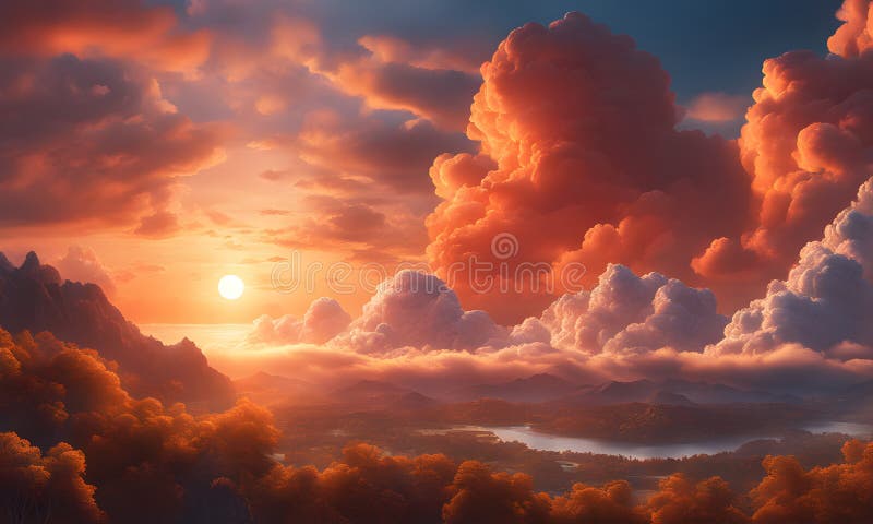 Realistic Sky with Clouds, Beautiful Heaven Nature Background Design ...