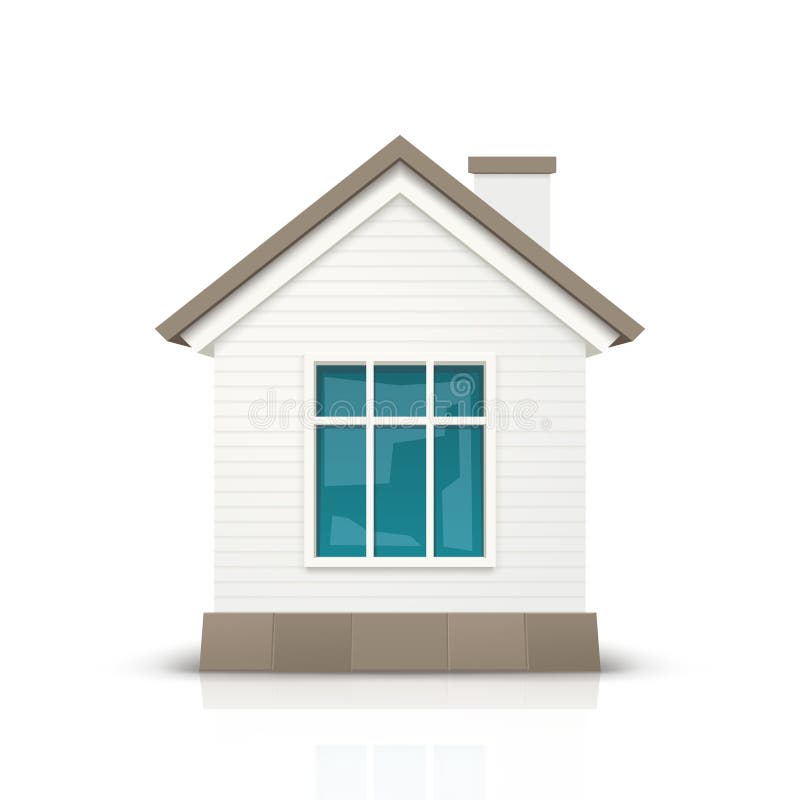Realistic Small House Front View on White Stock Vector - Illustration ...